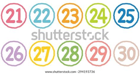 Cute Colorful Numbers Circle 21 30 스톡 일러스트 294193736 Shutterstock