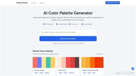 Colorify Rocks Ai颜色调色板，输入关键词或主题自动生成颜色组合 Ai工具集