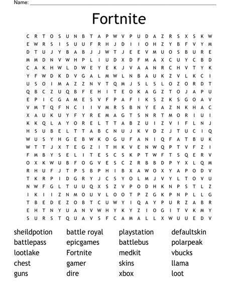 Printable Fortnite Word Search Puzzle Word Search Maker