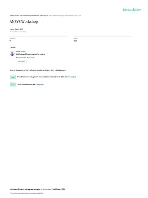 Ansys Workshop March 2020 Pdf Art