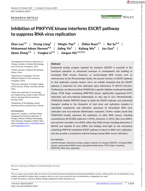 Pdf Inhibition Of Pikfyve Kinase Interferes Escrt Pathway To Suppress