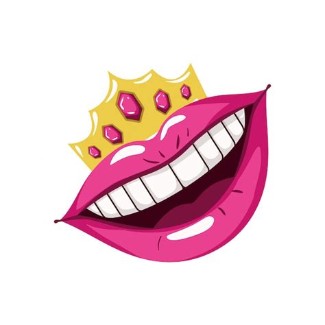 Premium Vector Female Mouth Pop Art Style Isolated Icon