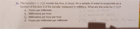 Solved 8 The Function Tfs Models The Time In Hours For