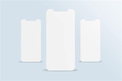 빈 흰색 화면과 Ui 요소가 있는 빈 공간 흰색 현실적인 스마트폰 모형 3d 휴대 전화 격리된 현대 휴대 전화 템플릿 프리미엄 사진
