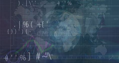 Image Of Data Processing And Globe On Black Background Stock Image