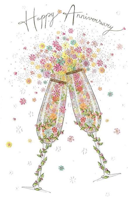 Anniversary Card Champagne Glasses Mo7785 Etsy