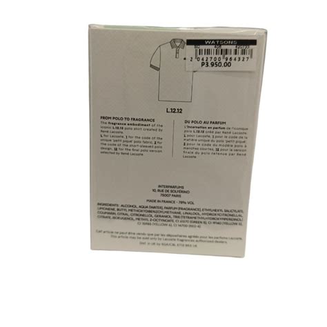 LACOSTE, Lacoste L1212 Blanc Eau Fraiche Edt 50Ml | Watsons Philippines