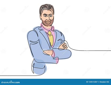 Continuous One Drawn Line Of Businessman Manager Silhouette Stock