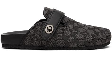 Coach Signature Jacquard Clogs In Black For Men Lyst Uk