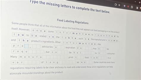 Solved Iype The Missing Letters To Complete The Text Chegg