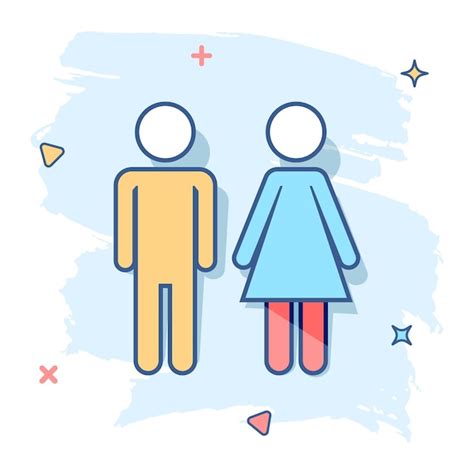 Premium Vector Vector Cartoon Man And Woman Icon In Comic Style Wc