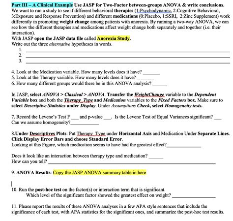 Solved 12 Copy From JASP The Rest Of Your ANOVA Results Chegg Com