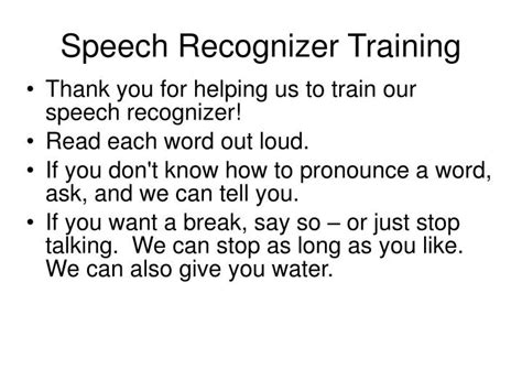 PPT Speech Recognizer Training PowerPoint Presentation Free Download ID 1350863