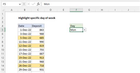 Highlight Specific Day Of Week Excel Formula Exceljet