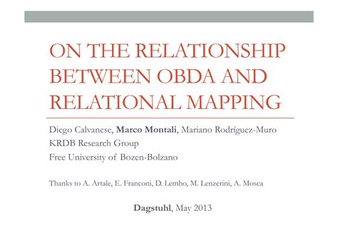 Dagstuhl 2013 Montali On The Relationship Between Obda And Relational Mapping Ppt