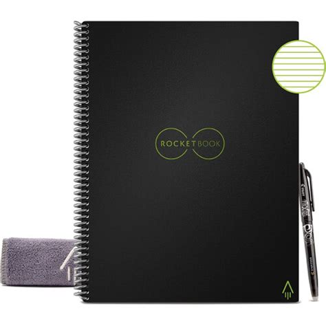 Rocketbook Smart Reusable Notebook Lined Eco Friendly Notebook Letter A4 Infinity Black