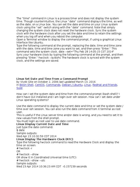 Linux Set Date And Time From A Command Prompt Download Free Pdf