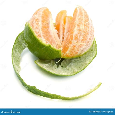 Green Tangerine Isolated On White Background Stock Image Image Of