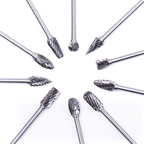 Atoplee 10pcs 1 8 Shank Tungsten Steel Solid Carbide Rotary Files