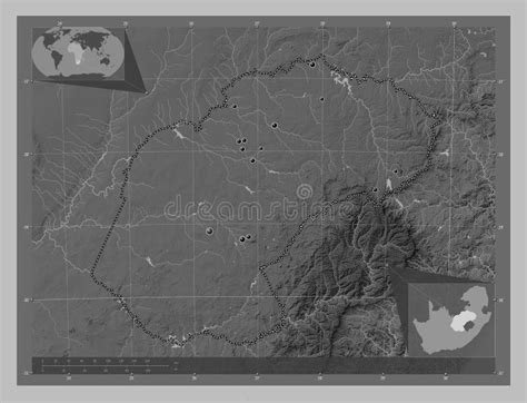Free State South Africa Grayscale Major Cities Stock Illustration