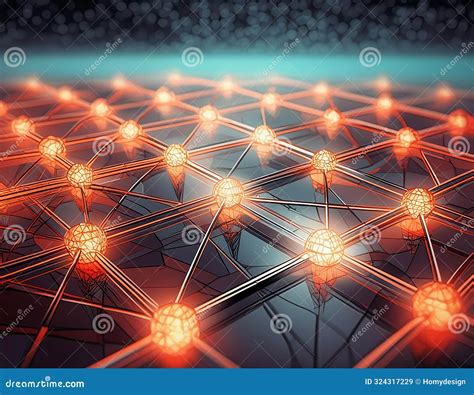 Glowing Interconnected Nodes Form A Complex Network On A Reflective