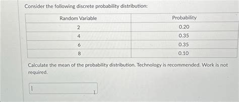 Solved Consider The Following Discrete Probability Chegg