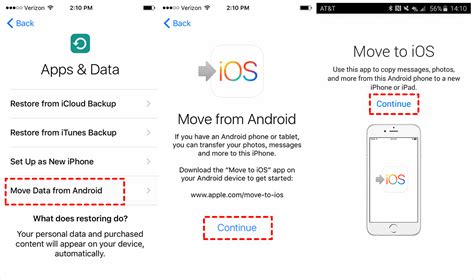 IOS Setup Assistant Move Data From Android To IPhone