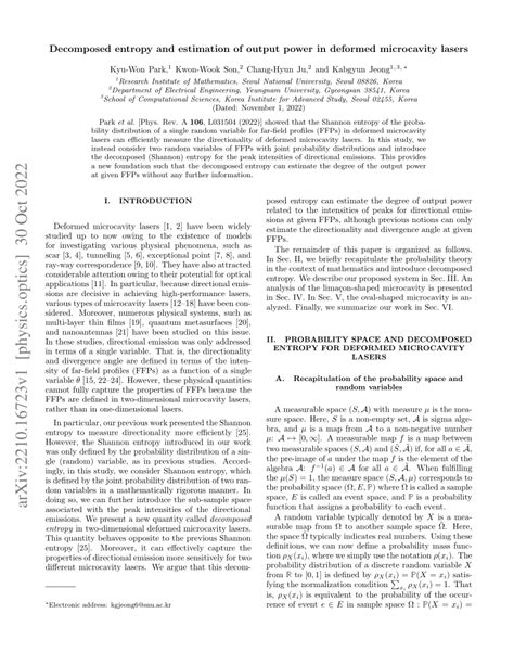 pdf decomposed entropy and estimation of output power in deformed