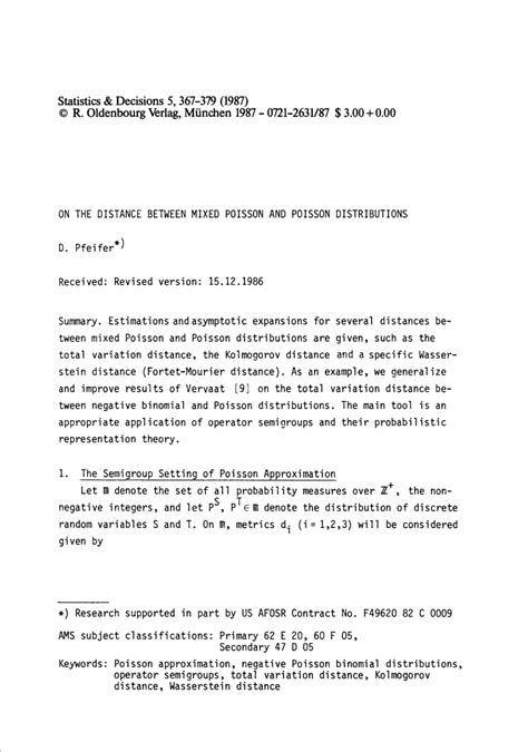 pdf on the distance between mixed poisson and poisson distributions