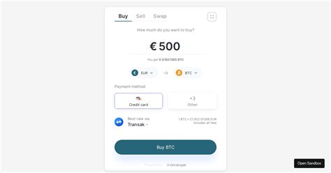 Onramper Widget Iframe Codesandbox