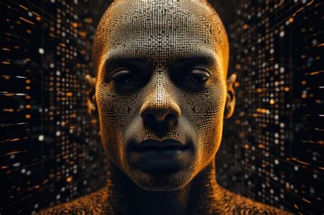 Premium Photo Portrait Of A Man With Digital Matrix Pattern