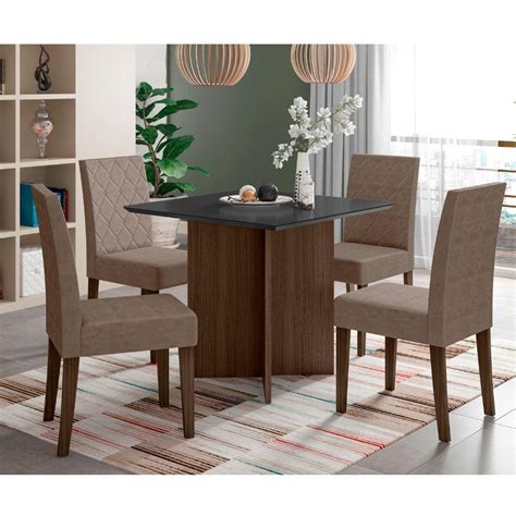 Mesa Sala De Jantar Quadrada 4 Cadeira Casas Bahia