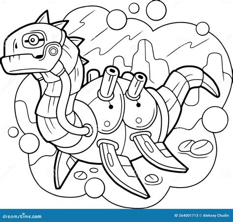 机器人恐龙多体鱼染色本大纲插图 向量例证 插画 包括有 滑稽 例证 分级显示 查出 图象 敌意 264001713