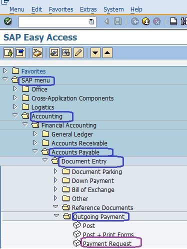 Vendor Payment Request SAP Menu Path F 59 SAP SAP Tutorial