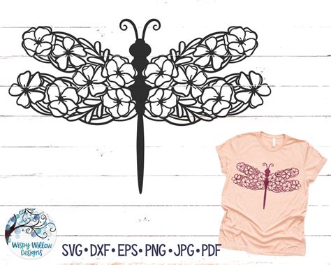 Dragonfly With Flowers Svg Pretty Dragonfly Mandala Svg Floral