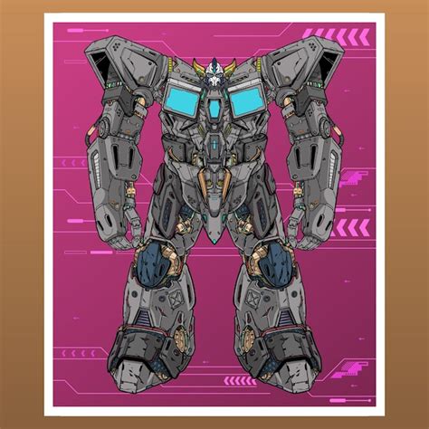 Premium Vector Card Drawing Premium Vector Artwork Mecha Robot Made