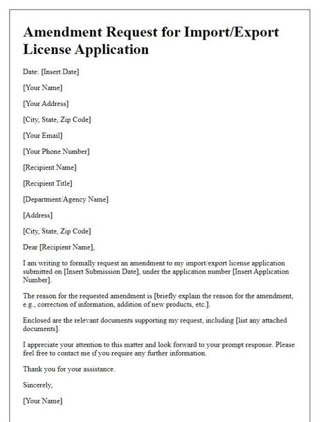 Letter Template For Import Export License Request Free Samples In PDF