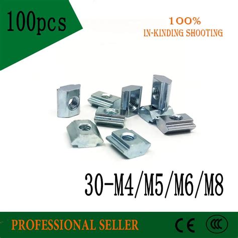 100pcs T Sliding Nut 30 M4 30 M5 30 M6 30 M8 Square Block Nuts For 3030