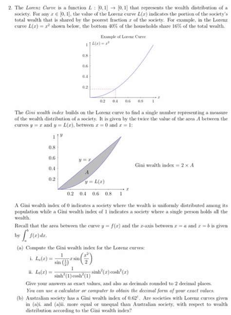 Solved The Lorenz Curve Is A Function L That Chegg Com