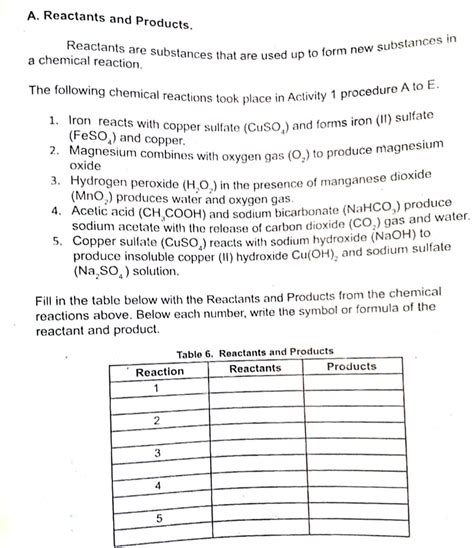 A Reactants And Products Reactants Are Substances That Are Used Up To