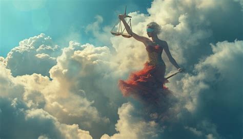 Premium Photo A Surreal Artwork Depicting A Woman Floating Amidst Clouds