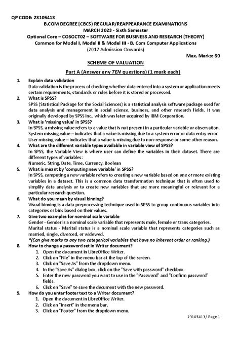 Spss Scheme March 2023 Sample Papers For Exam Qp Code 23105413 B