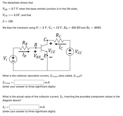 Solved The Datasheet Shows That Vbe 0 7 V When The