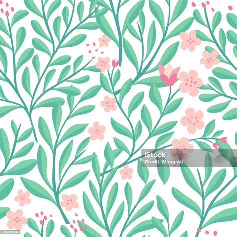 플로럴 매끄러운 패턴 손으로 그린 꽃 벡터 일러스트레이션 가을에 대한 스톡 벡터 아트 및 기타 이미지 가을 꽃 나무 꽃 식물 Istock