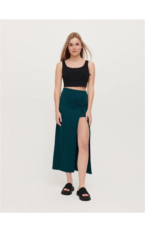 Midi Sijonas Spalva Teal Green HOUSE 7676U 67X