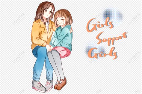 서로 위로하는 여자 Png 일러스트 무료 다운로드 Lovepik