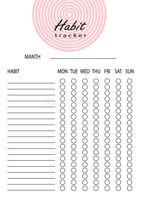 Habit Tracker For Month Template Mockup Vector Personal Organizer