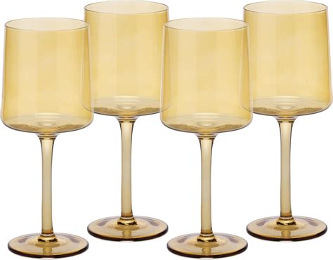 Navaris Amber Tinted Wine Glasses Set Of 4 Coloured Wine Glasses