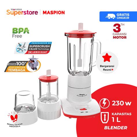 Maspion Blender Gelas Kaca 3in1 1 Liter Mt1213 Mt 1213 Lazada