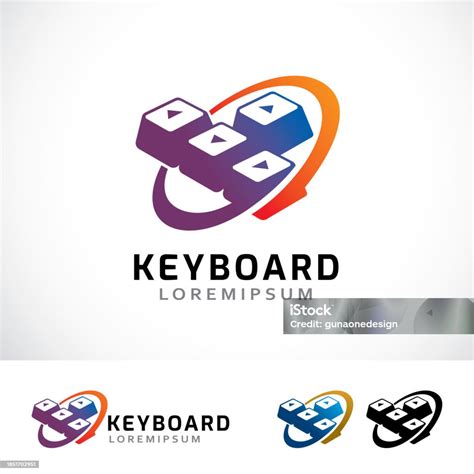 Simple Keyboard Icon Symbol Label Design Template Stock Illustration